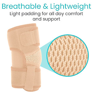 Vive Elbow Brace - Tennis Compression Sleeve - Wrap for Golfers, Bursitis, Left or Right Arm - Tendonitis Support Strap for Golf, Men and Women - Epicondylitis and Sports Recovery (Beige, Standard)