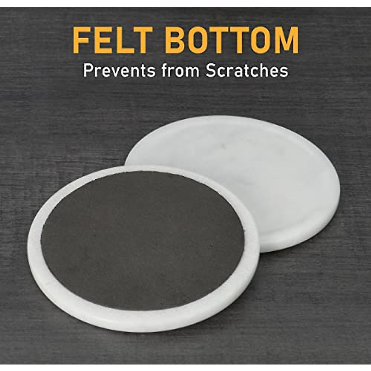 RADICALn Coaster Set Cup Pad 3.5 Inches Handmade Marble White Round Coasters Set for Mug Glass Drinks - Kitchen Caddy, Car, Office Drink Coaster Sets