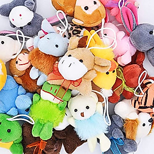 JOYIN 24 Pack Mini Animal Plush Toy Assortment (24 Units 3" Each), Animals Keychain Decoration for Kids, Small Stuffed Animal Bulk for Kids, Carnival Prizes, School Gifts