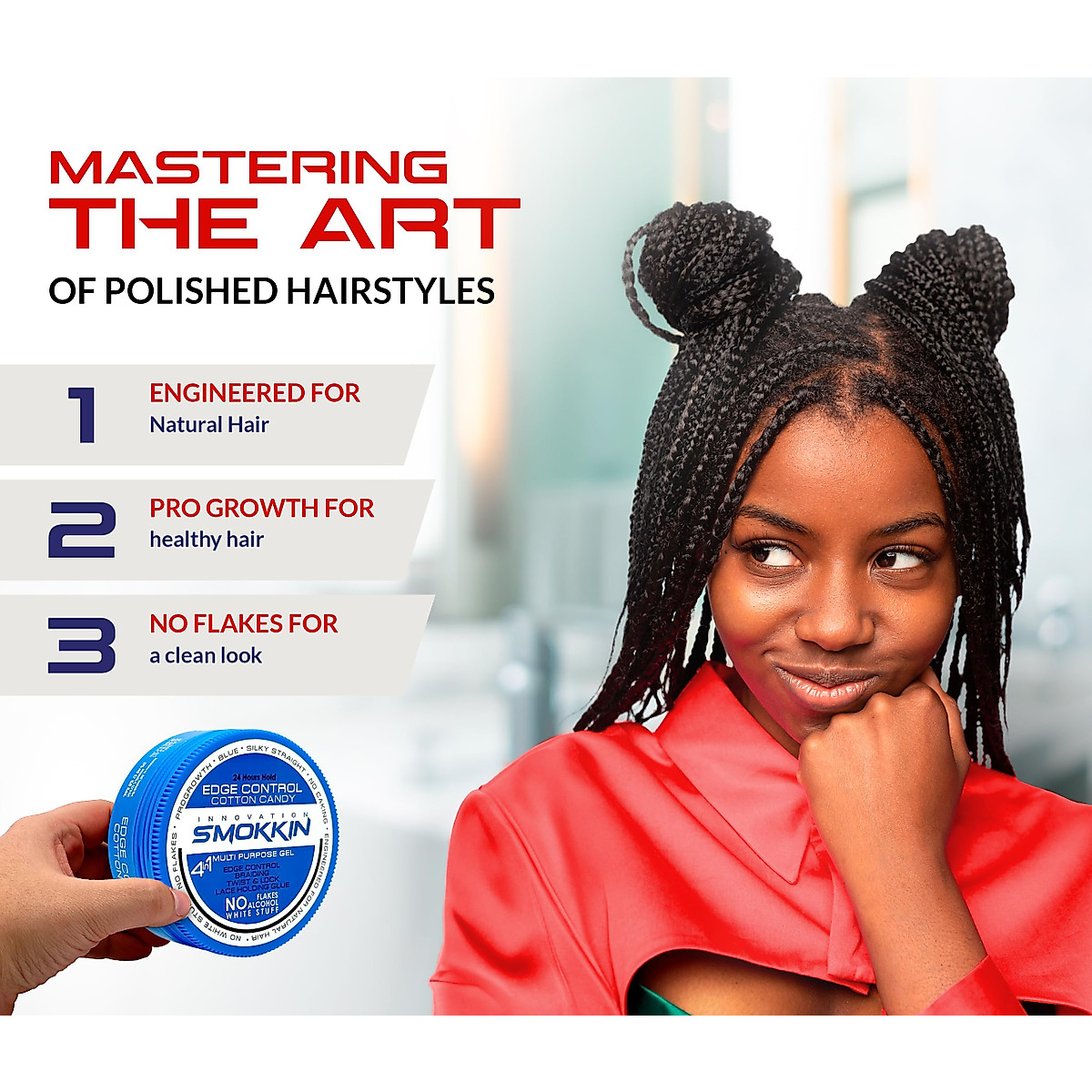 INNOVATION SMOKKIN Strong Hold Hair Wax for Edge Control, Braiding & Twists, Versatile Styling for Diverse Hair Types (Cotton Candy 5.09 Fl oz)