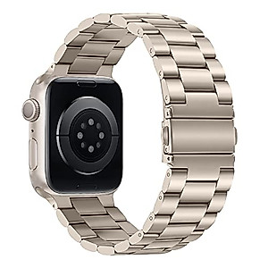Tasikar Band Compatible with Apple Watch Band 41mm 40mm 38mm Premium Stainless Steel Metal Replacement Strap Compatible with Apple Watch Series 9 8 7 6 5 4 3 2 1 SE (Starlight)