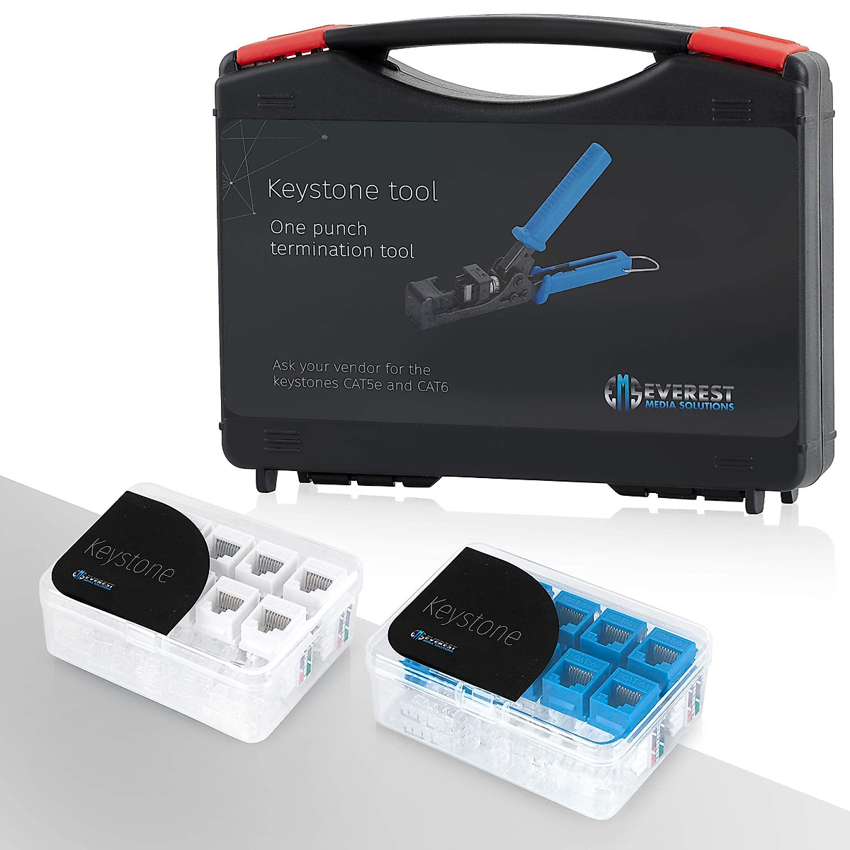 GTZ Bundle – 2 Items: Speed Termination Tool with 20 Pack of RJ45 Keystone Jacks + 200 Pack of Cat6 Pass Through Connectors