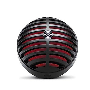 Shure MV5 Digital Condenser Microphone with Cardioid - Plug-and-play with iOS, Mac, PC, Onscreen Control w/ ShurePlus MOTIV Audio App, Includes USB and Lightning Cables (1m each) - Black w/ Red Foam