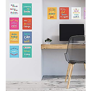 Carson Dellosa 12-Piece Growth Mindset 8.5"x 11” Positive Quote Wall Poster Set, Motivational Posters for Classroom Bulletin Board, Inspirational Wall Decor, Classroom Decoration