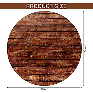 Remagr 3 Pack Wood Grain Round Tablecloth 84 Inch Waterproof Stain Resistant Polyester Table Cloth Disposable Stripe Cover for Baby Shower Birthday Dining Buffet Party Picnic Decor