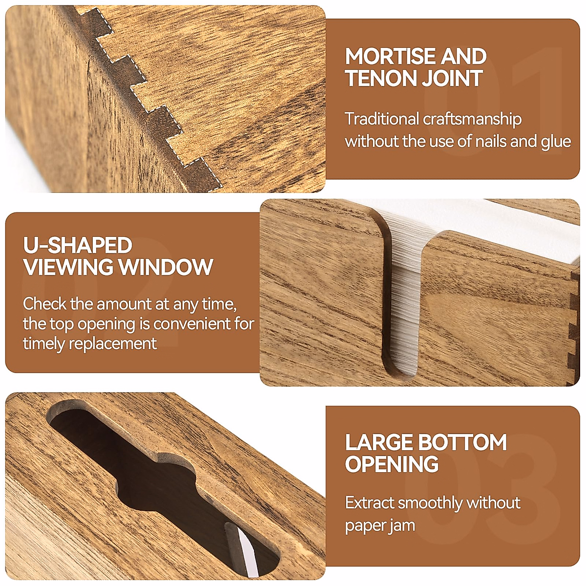 Kirigen Wood Wall Mounted Paper Towel Dispenser CZH-DBR- Dark Brown Paper Towel Holder Countertop for Kitchen Restroom Decor and Bathroom - Holds C Fold, Z Fold, Trifold Hand Tissue Napkins