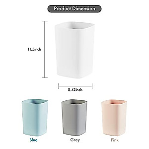 kiuetsa Bathroom Trash Can, Small Garbage Can for Bathroom, Kitchen, Office, Bedroom, Stylish Modern Indoor Plastic Waste Basket, 3.4 Gallon/13 Liter, Grey