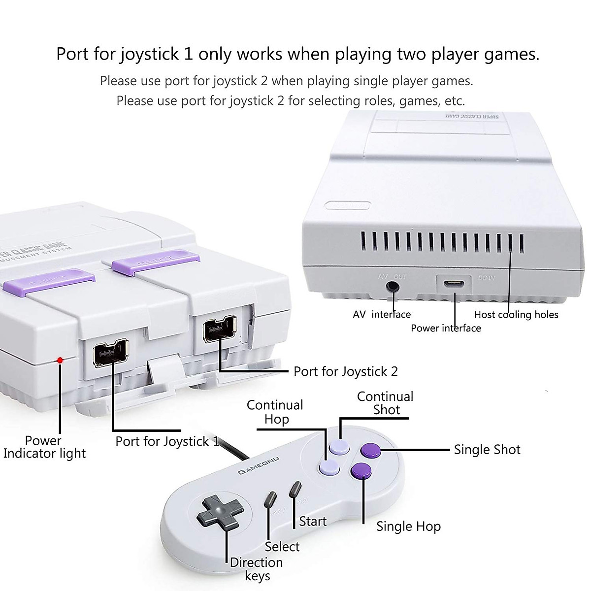 JAOK Classic Handheld Game Console, Built-in 620 Classic Games and 2X4 NES Classic Button Controller Av Output Video Games (620AV)