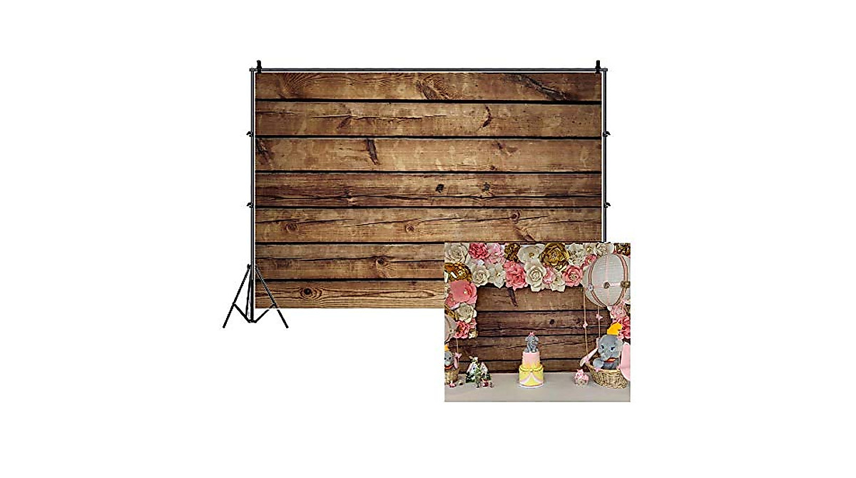 LFEEY Rustic Wood Vinyl Photography Backdrop - 5x3ft