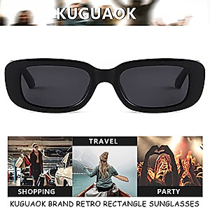 KUGUAOK Retro Rectangle Sunglasses Women and Men Vintage Small Square Sun Glasses UV Protection Glasse