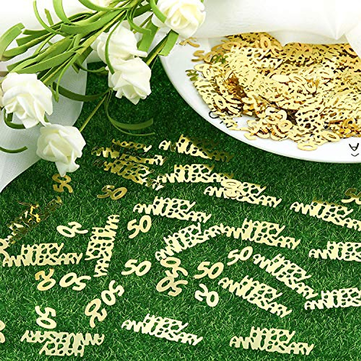 Gejoy 4 Bags Gold 50th Anniversary Confetti Glitter Confetti Table Decorations for 50th Anniversary Wedding Party Decoration