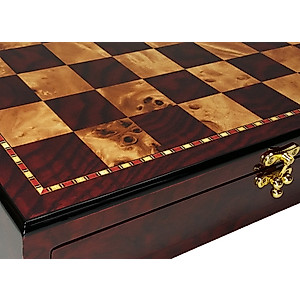 4 Queens - Large 4 3/8" King Staunton Luxury Bud Rosewood Chess Men Set W/ 20" Cherry Color Storage Board