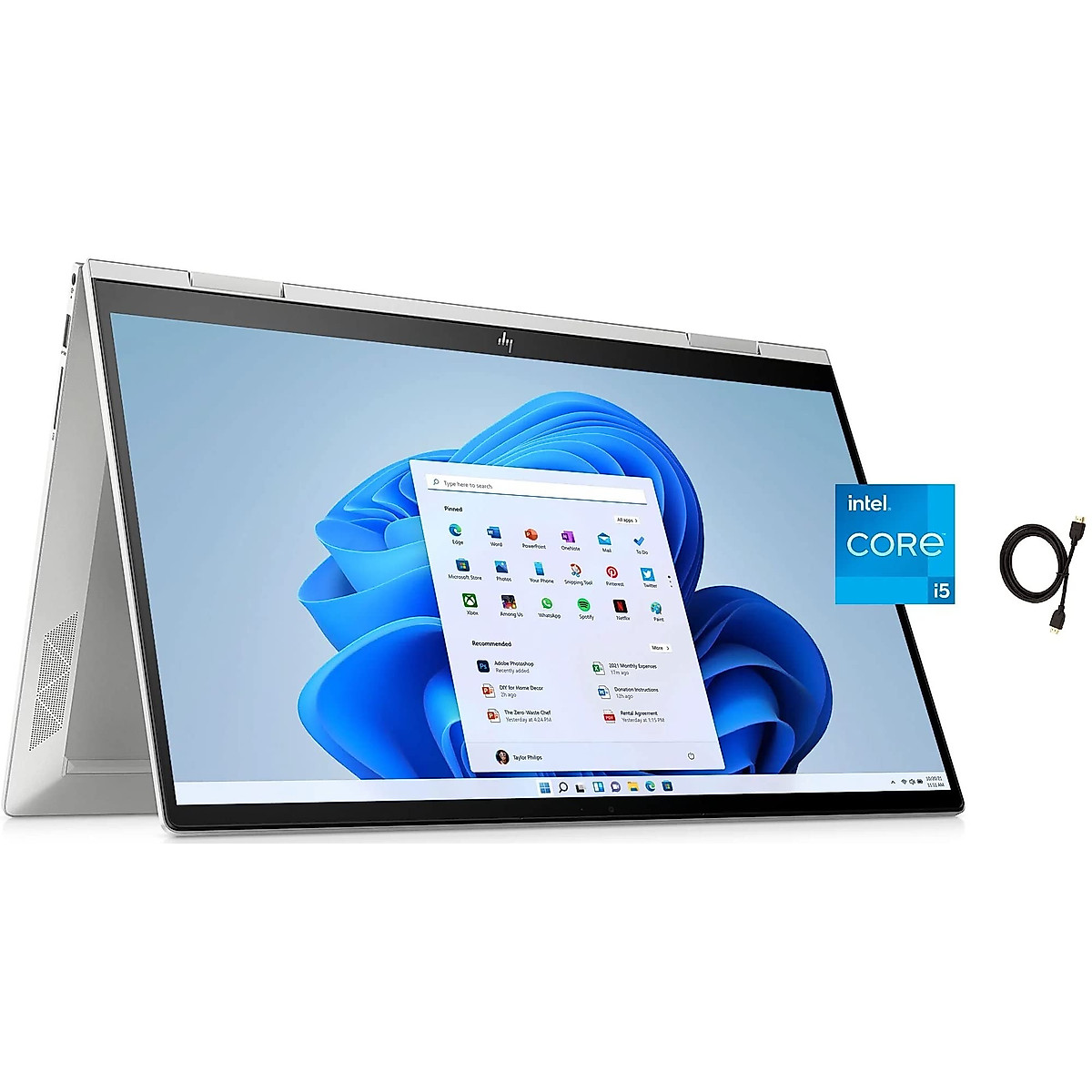 HP Newest Envy x360 Convert 15.6" FHD IPS Touchscreen Premium 2-in-1 Laptop, 11th Gen Intel Quad-Core i5-1135G7, 8GB RAM, 1TB PCIe SSD, Backlit Keyboard, Fingerprint, Windows 10 Pro + HDMI Cable