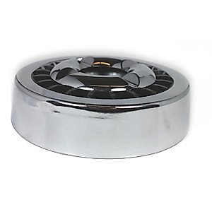 Buddies Silver Round Metal Ashtray Built-In Extinguisher and Storage 5 1/2"