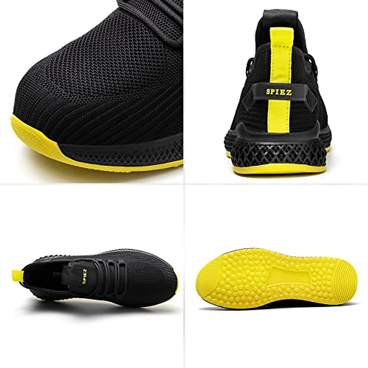 SPIEZ Safety Shoes for Men, Women 116 (Men Size 11, Black/Yellow