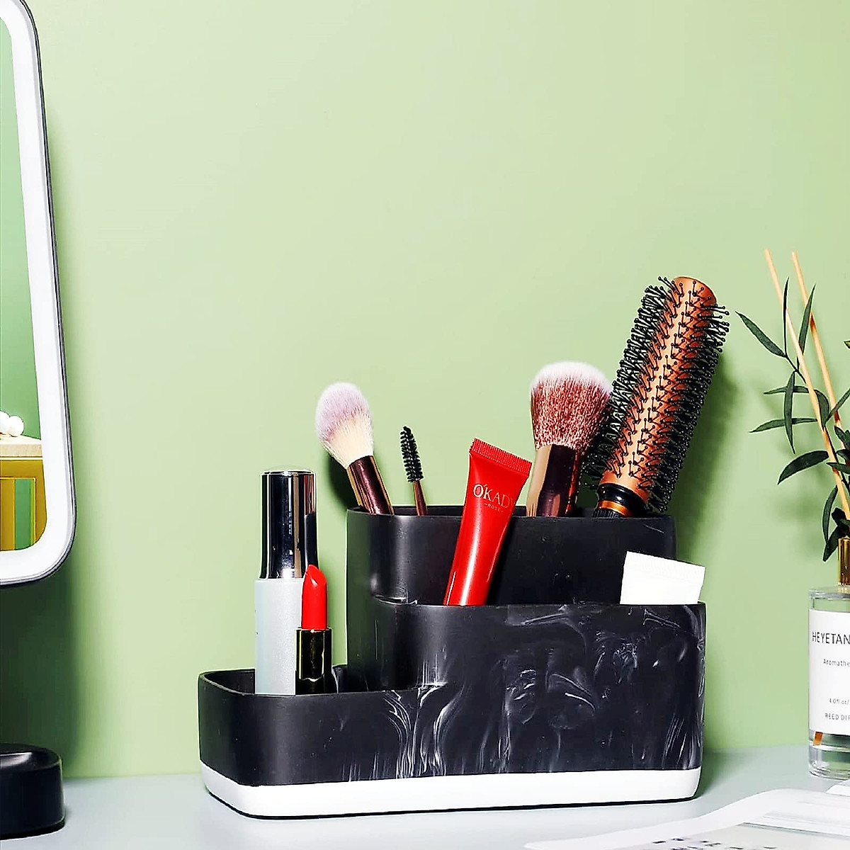 zccz Toothbrush Holders Bathroom Organizer - Tooth Brushing Holder for Bathrooms - Electric Toothbrush and Toothpaste Holder Bathroom Counter Sink Accessories, Black