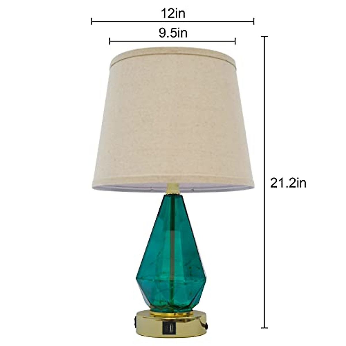 YUNHONG Modern Glass Table Lamp Set of 2,Bedside Lamp with Super Fast Charger 20W PD QC 3.0 USB C+A, 3 Way Dimmable Touch Lamps with Fairy Lights, Nightstand Lamps for Bedroom Living Room