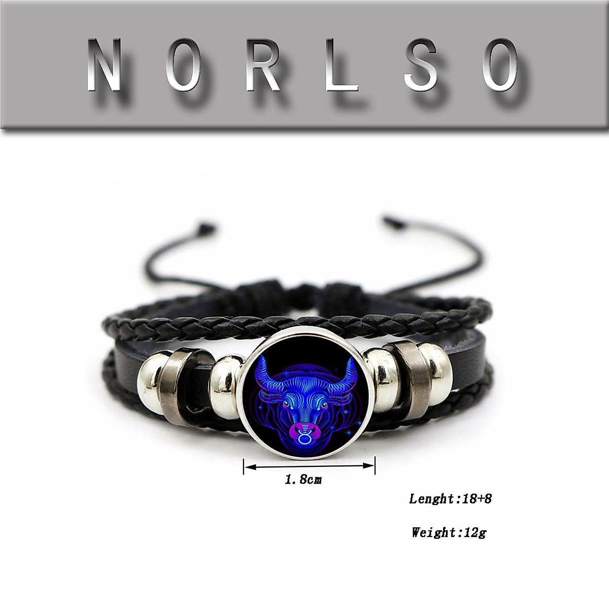 NORLSO Vintage Zodiac Constellation Bracelets Zodiac Guardian Bracelet Black Leather Bracelet Adjustable Handmade Woven Bracelet Birthday Jewelry for Women