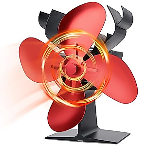 CONBOLA Wood Stove Fan Heat Powered, Silent Operated Fireplace Fan for Wood/Log Burner,Made of Aluminum Material Increases 80% Heat Distribution.(Elk,Red)