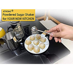 JETKONG Powdered Sugar Shaker Duster Flour Dispenser Shaker with 18/8 Stainless Steel Spring-operated Handle for Sugar Flour and Spices