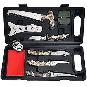 LANCERGEAR Field Dressing Kit Hunting Knife Set, Portable Hunting Accessories for Men, Hunting Stuff, Hunters, for Hunting, Survival, Fishing, Camping