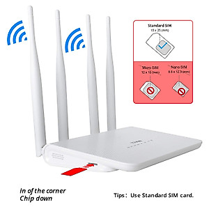 TUOSHI N300 WiFi Unlocked 4G LTE Modem Router with SIM Card Slot, 300Mbps WiFi, LTE Cat4, EC25-AF Qualcomm Chipset, 5dBi High Gain Antennas, Plug and Play, LT15F