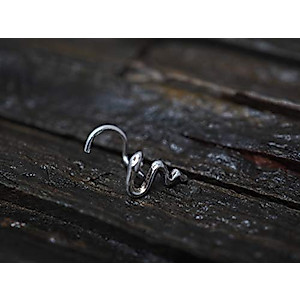 Thailand 18, 20, Gauge Mini Snake sterling silver nose stud/nose screw, Jewelry Nose Stud, Silver Nose ring, Nose Piercing, Body Jewelry (18g Right Screw Silver)