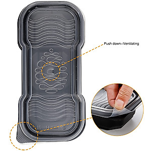 Hiceeden 50 Pack 16 Oz Meal Prep Containers with 3 Compartments, Disposable Plastic Bento Boxes Stackable To Go Food Containers Travel Lunch Boxes for Office, School, Picnic, Microwave Safe