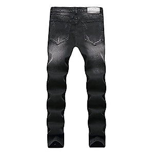 Liuhond Men's Ripped Straight Holes Hip Hop Biker Stretchy Jeans(30, 209 Black)