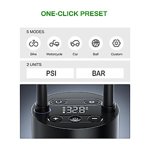 Tire Inflator Portable Air Compressor, AMPBANK AT004 Smart Air Pump for Car Tires, Auto Tire Inflator 150PSI with Pressure Gauge & LED Screen, 2X Faster Air Compressor for Car, Motorcycle, Bike, Ball