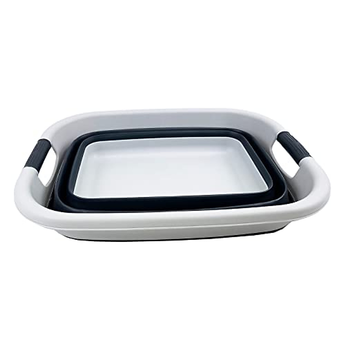 SAMMART 25L (6.6 Gallon) Collapsible Laundry Basket/Tub - Foldable Storage Container/Organizer - Portable Washing Bin - Space Saving Hamper, Water Capacity: 19L (5 Gallon) (Grey/Slate Grey)