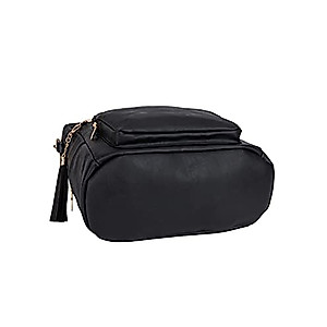 Women’s Fashion Backpack Purse With Faux Leather Purse Multipurpose Design Travel Handbag Shoulder Bag With Tassel Décor (Black)