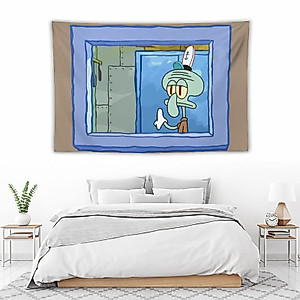 DOBOER Squidward in Window Tapestry for College Dorm, Bedroom and Living Room Home Decor, Funny Anime Wall Tapestries Hanging for Men 40"x60"