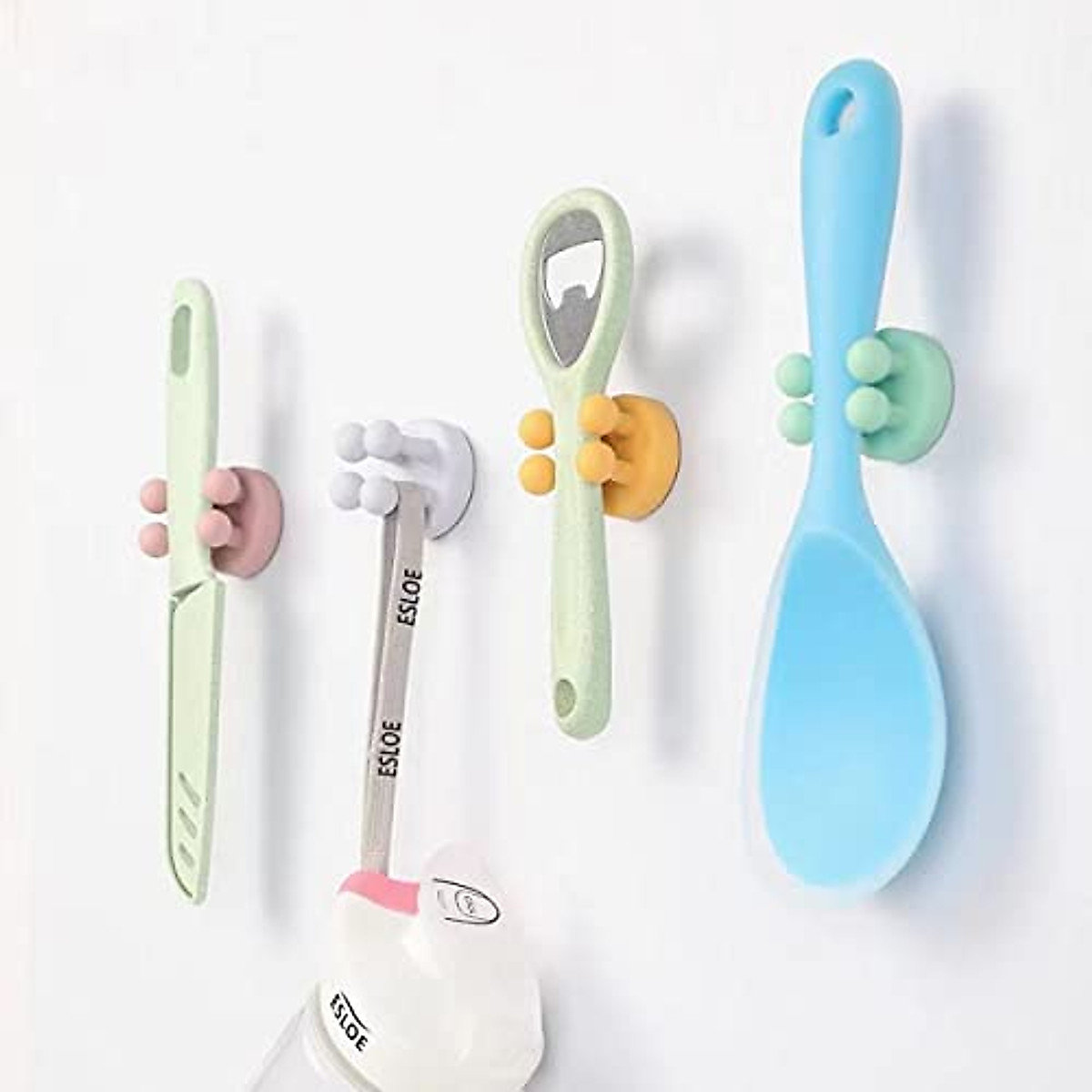 6Pcs Razor Holder for Shower Wall Silicone Stick Hooks for Hanging ,Waterproof Damage Free Hanging Hooks for Kitchen Bathroom Office,Pink Yellow Green