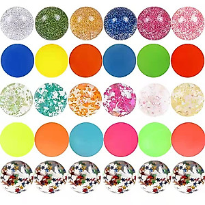 HYMONA 30 PCS of 45mm / 1.77 inch Large Diameter Super Bouncy Balls for Kids Bouncing Balls in 5 Mix Styles X (6 Balls Each Style) for Vending Machines