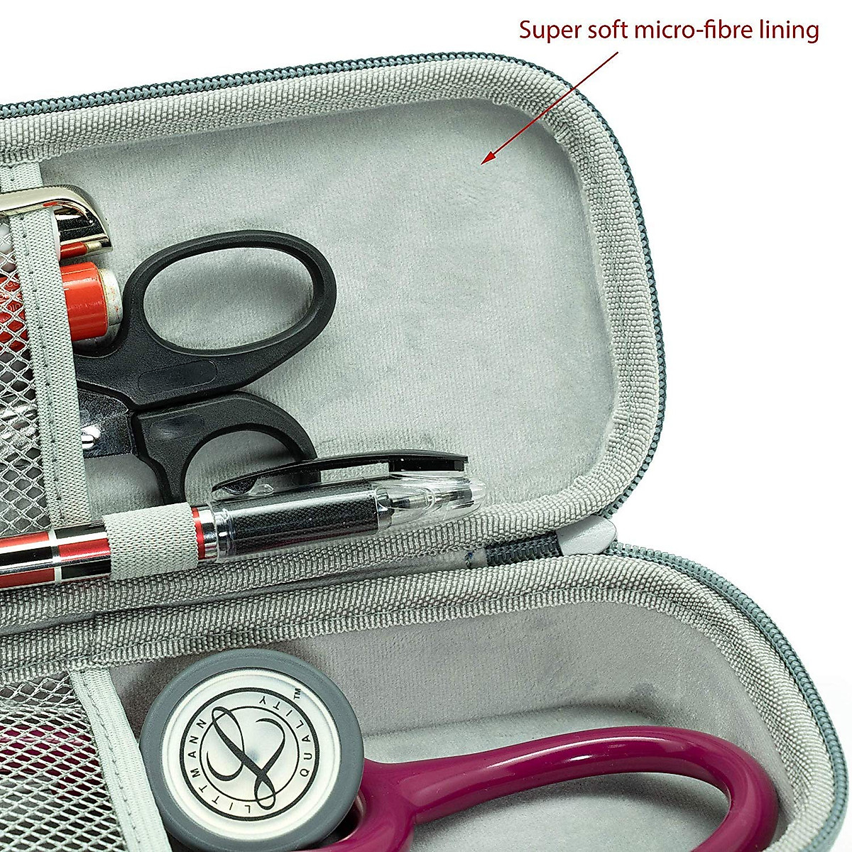 ButterFox Hard Stethoscope Case fits 3M Littmann Classic III, Lightweight II S.E, Cardiology IV Diagnostic, MDF Acoustica Deluxe Stethoscopes - 12 Colors (Black Hearts)