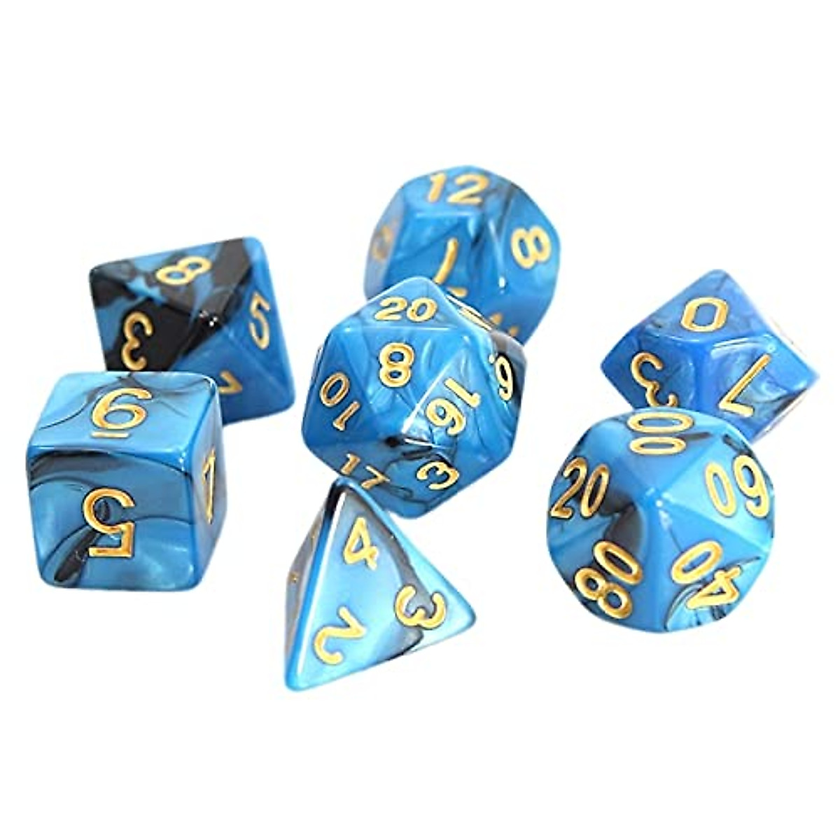 SUWEILE SZSZ 7pcs/Set Acrylic Dice Set Different Shapes Digital Dice for RPG MTG DND Board Game Role Playing Games 0212 (Color : F)