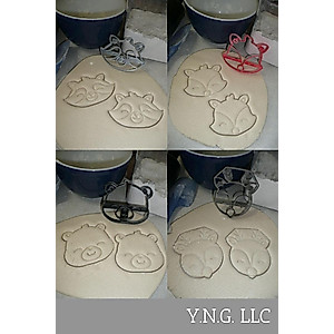 WOODLAND CREATURE FOREST ANIMAL FACES BABY SHOWER SET OF 4 COOKIE CUTTERS MADE IN USA PR1590
