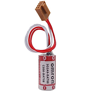 DCYNXC 5-Pieces ER17/33 (2/3A 3.6V) Replacement Battery for Omron 3G2A9-BAT08 C500-BAT08 PLC Battery with Brown JAE2.5mm-4P Plug