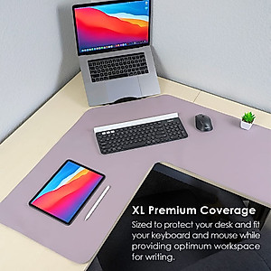 Con-Tact Brand XL Corner Desk Pad | Waterproof Anti-Slip PU Leather | Large Corner Computer Workstation Protection | Mouse Pad Gaming Pad | 36" X 15.7" L Shape | Dual Sided (Blue/Purple)