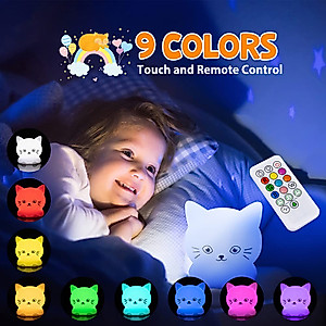 Mamtopia Night Light for Kids, Baby Night Light Touch Sensor and Remote Control Baby Lamp with 9 Adjustable Brightness and 9 Colors Mode for Toddler Children Gift