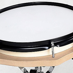 Tosnail 12-Inch Silent Drum Practice Pad with Wooden Base and Steel Frame