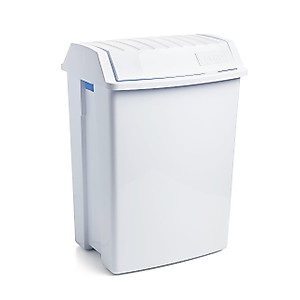 TATAY Trash Bin with Swinging Flap, 49 L, Polypropylene, White, One Size