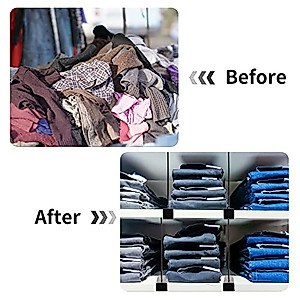 HAVIGET Acrylic Shelf Dividers for Closet Organization - Cabinet and Bookshelf Organizer for Shirt, Handbag, Sweater, Purse and Books - Plastic Separator in Kitchen, Bedroom, Garage (Black, 8 Packs)