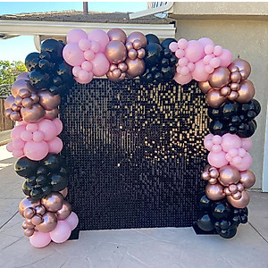 Bezente Rose Gold Metallic Chrome Balloons, 100 Pack 12 inch Rose Gold Latex Round Helium Balloons for Wedding Anniversary Baby Shower Birthday Party Decorations