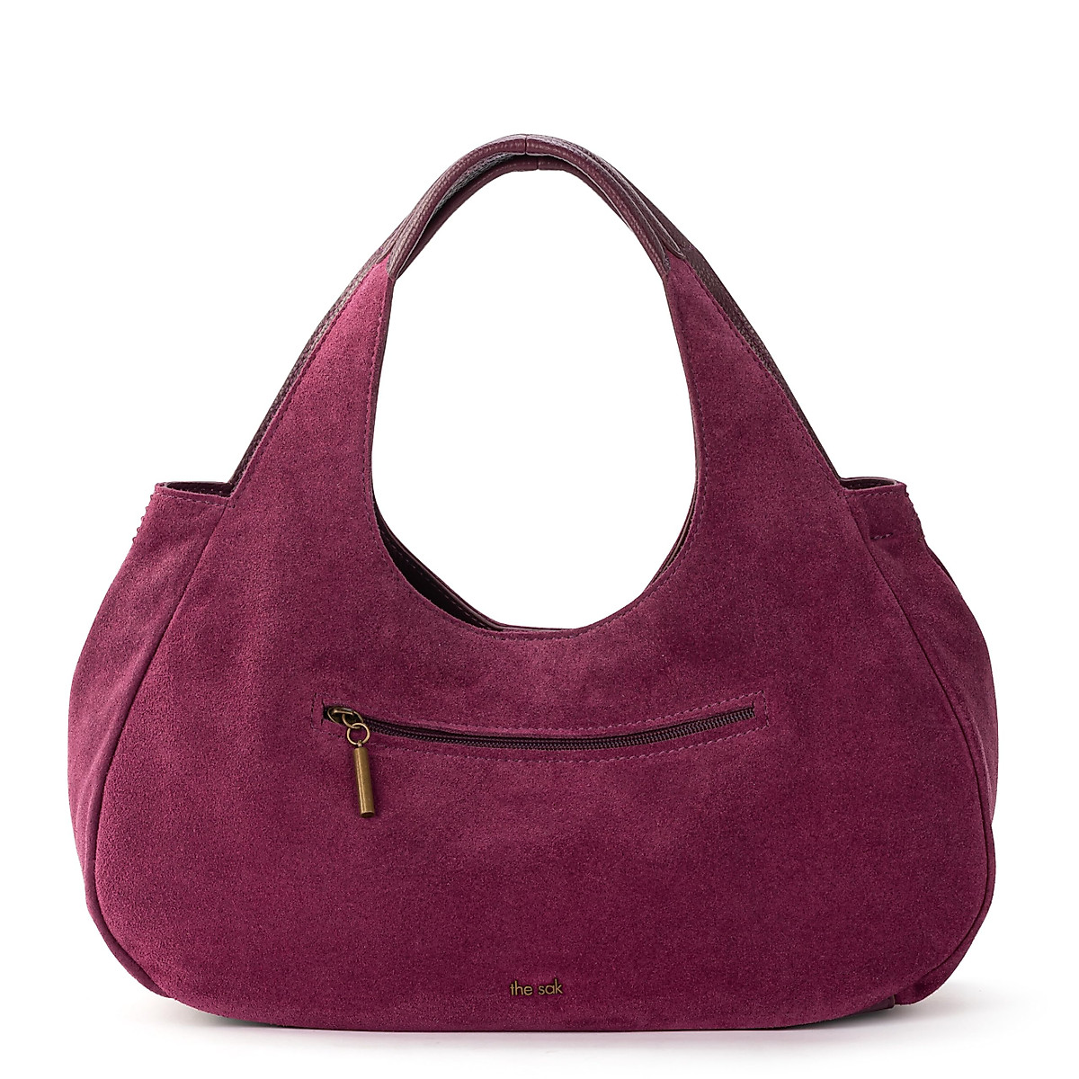 The Sak Rylan Medium Satchel in Leather, Double Handles & Removable Crossbody Strap, Currant Suede