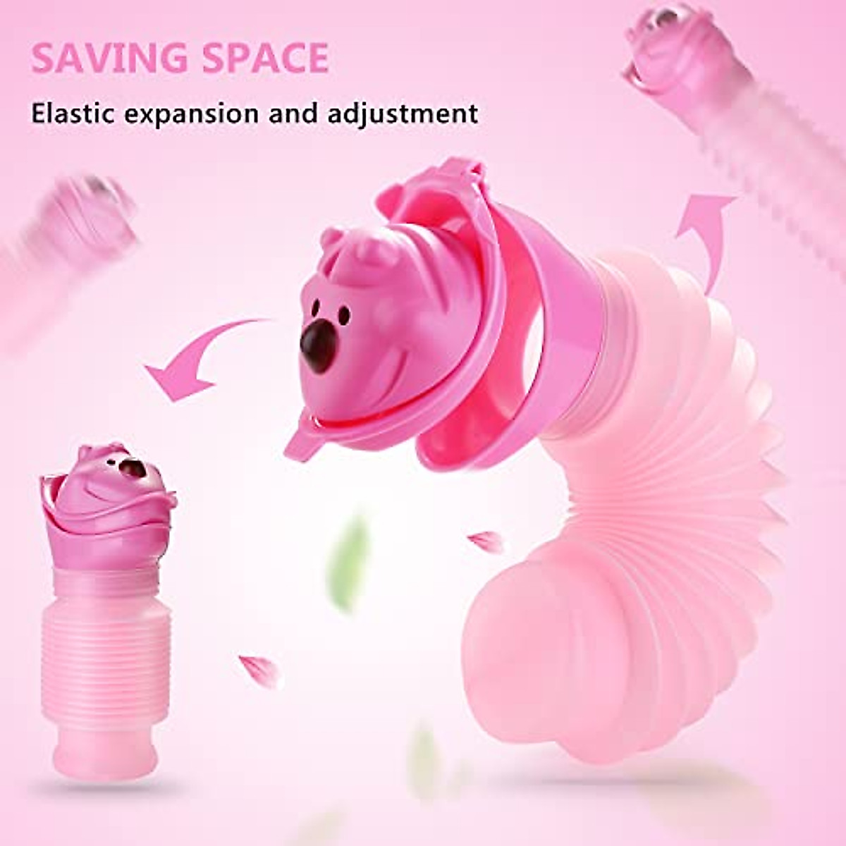 Portable Urinal Toilet, Shrinkable Potty for Toddler Pee Training, Emergency Urinal for Boys Kids Adults Car Travel and Camping Outdoor (Pink)