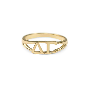 The Collegiate Standard Delta Gamma 14k Gold Plated Sorority Ring with Greek letters
