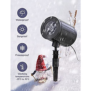 Christmas Projector Lights Outdoor,Snowflake Indoor Outdoor Waterproof LED Landscape Projection Xmas Rotating Snowflakes Decorative Lighting for House Party Wedding Holiday, White, (SW-PL-12)