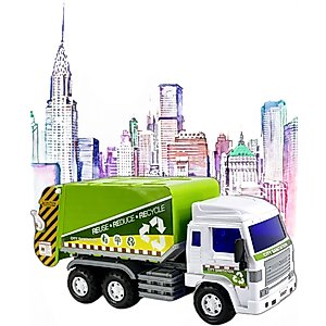 Big Daddy Medium Duty Friction Powered Garbage Truck (Dustbin Lorry) with Easy Collect Spin Flaps & Dump Lever When Full
